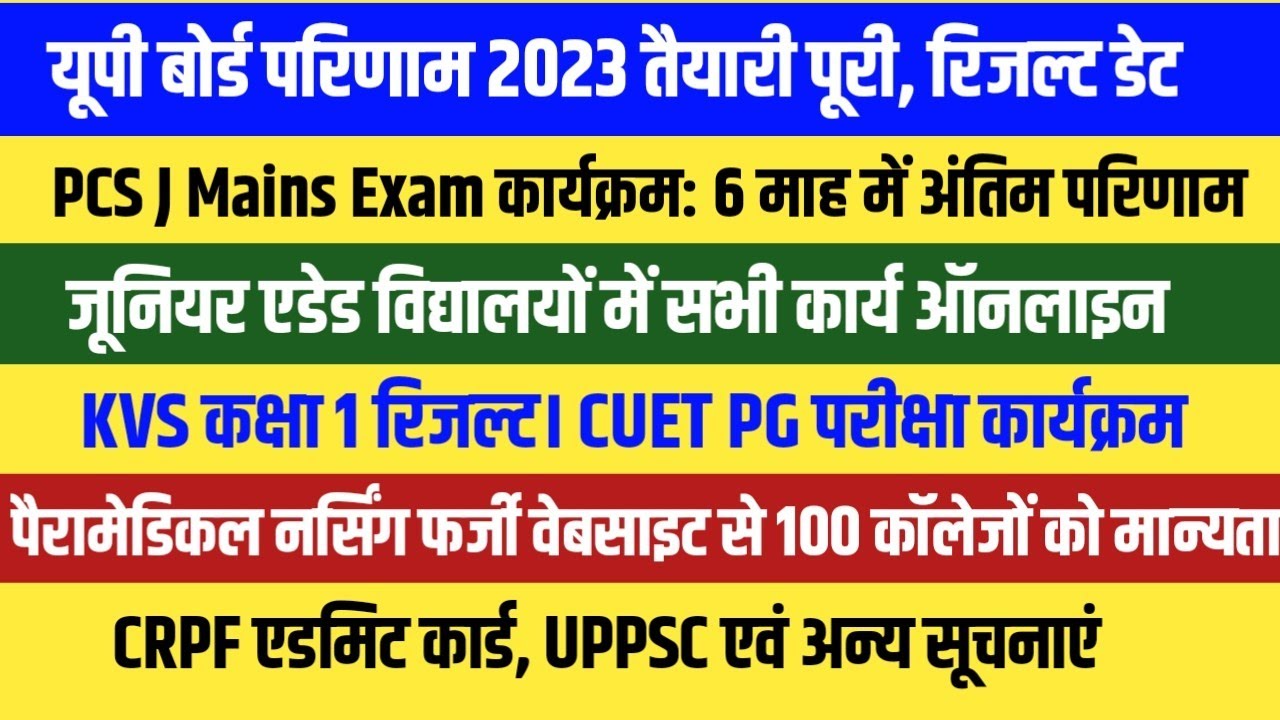 UP Board Result 2023 तैयारी पूरी। UPPSC News । KVS Class 1 Result ...