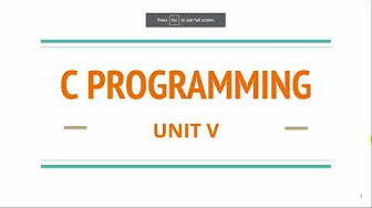 UNIT 5 C Programming SBTET C21 - YouTube