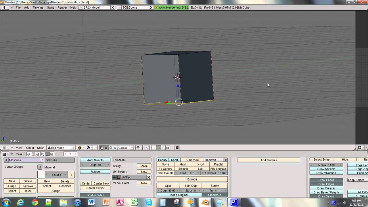 Beginning Blender 3D 2.49b Tutorial - 5 - Adding Color to a Box - YouTube