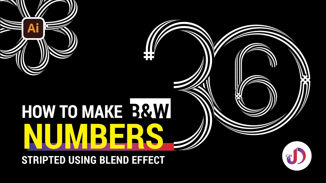 Advance Adobe Illustrator Tutorial : Numbers Striped Designs ...