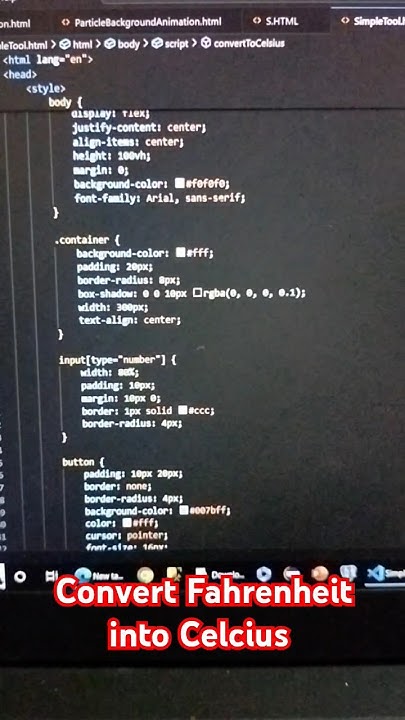 Code For Fahrenheit To Degree Celsius Converter Using Simple Method Html Css Javascript