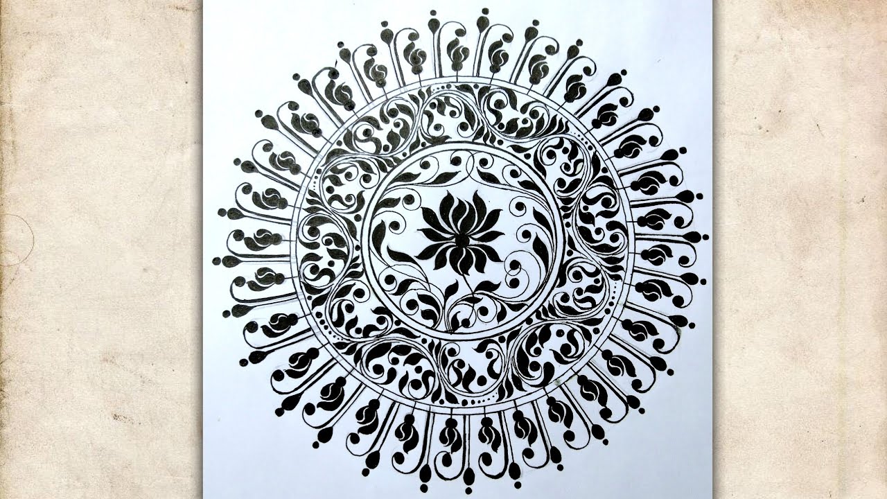 How to draw Alpona design || Alpona drawing || @SNIGBHAMARTS - YouTube