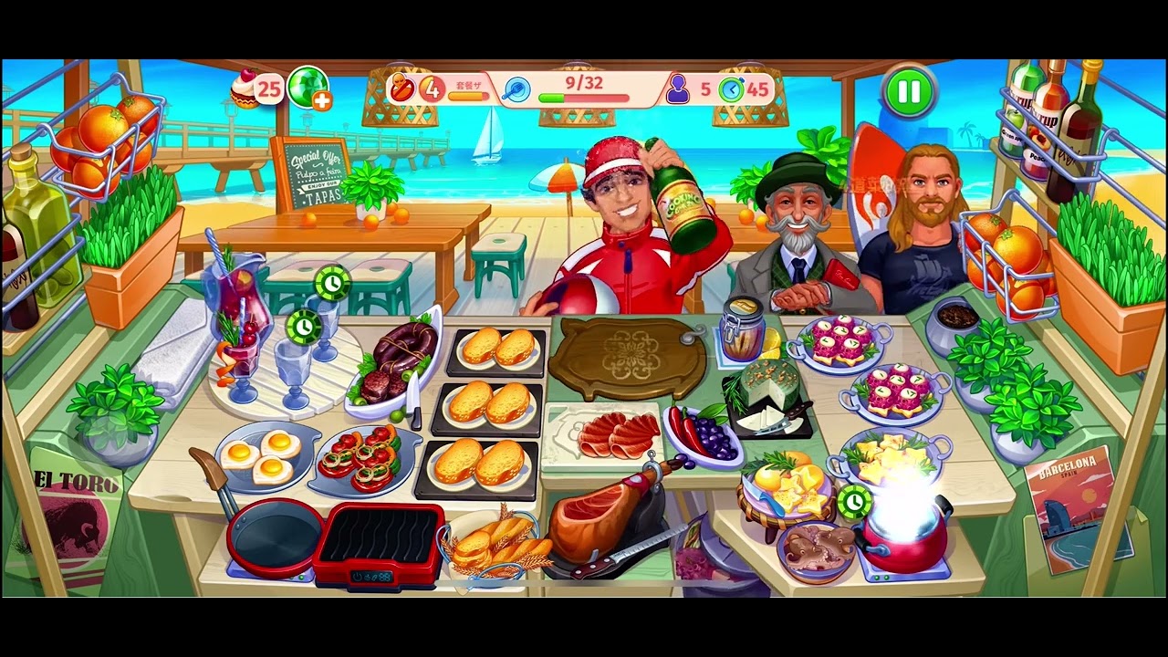 Cooking Craze Barcelona Level 16 (Serve 32 Plates / Don’t Lose Any ...