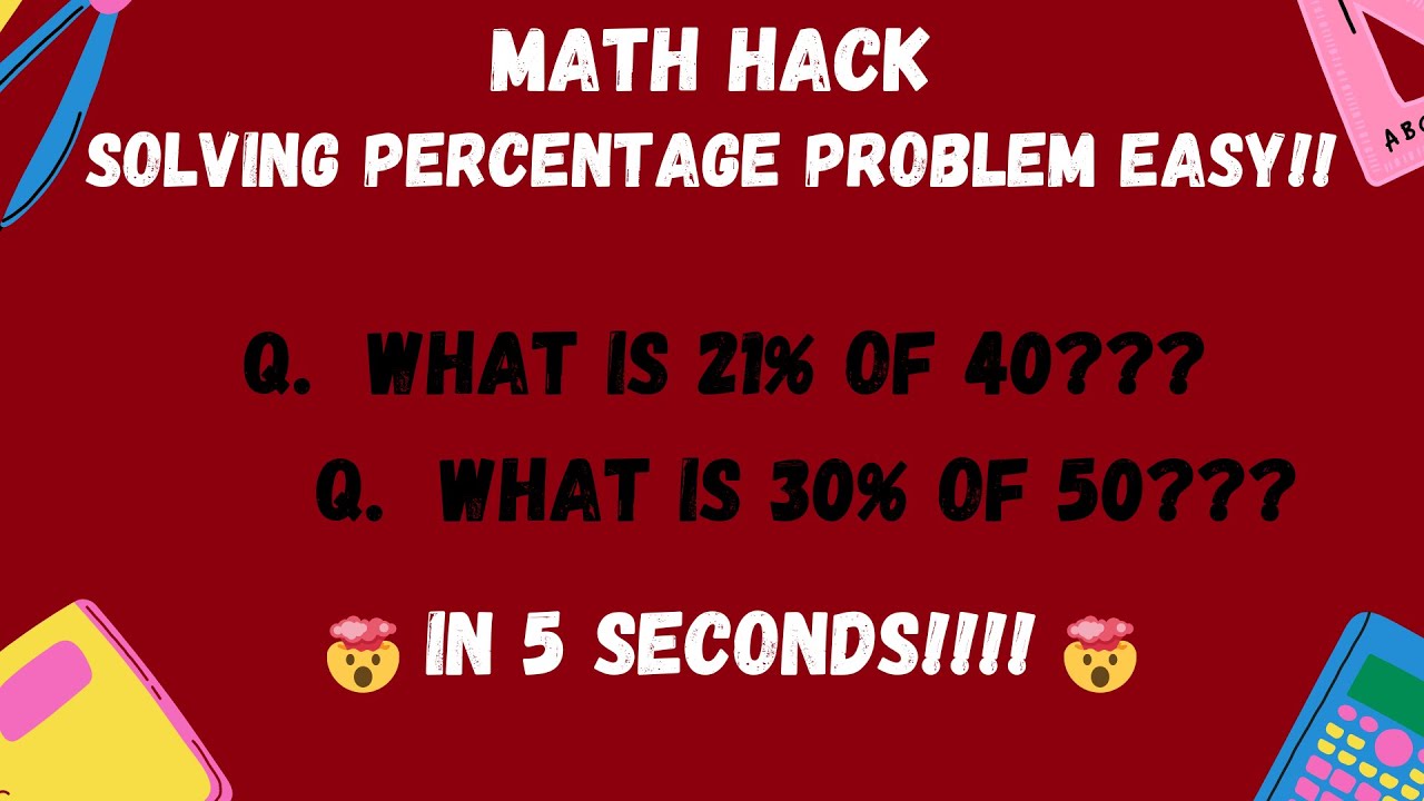 SOLVING PERCENTAGE PROBLEMS OF MATH!! - YouTube