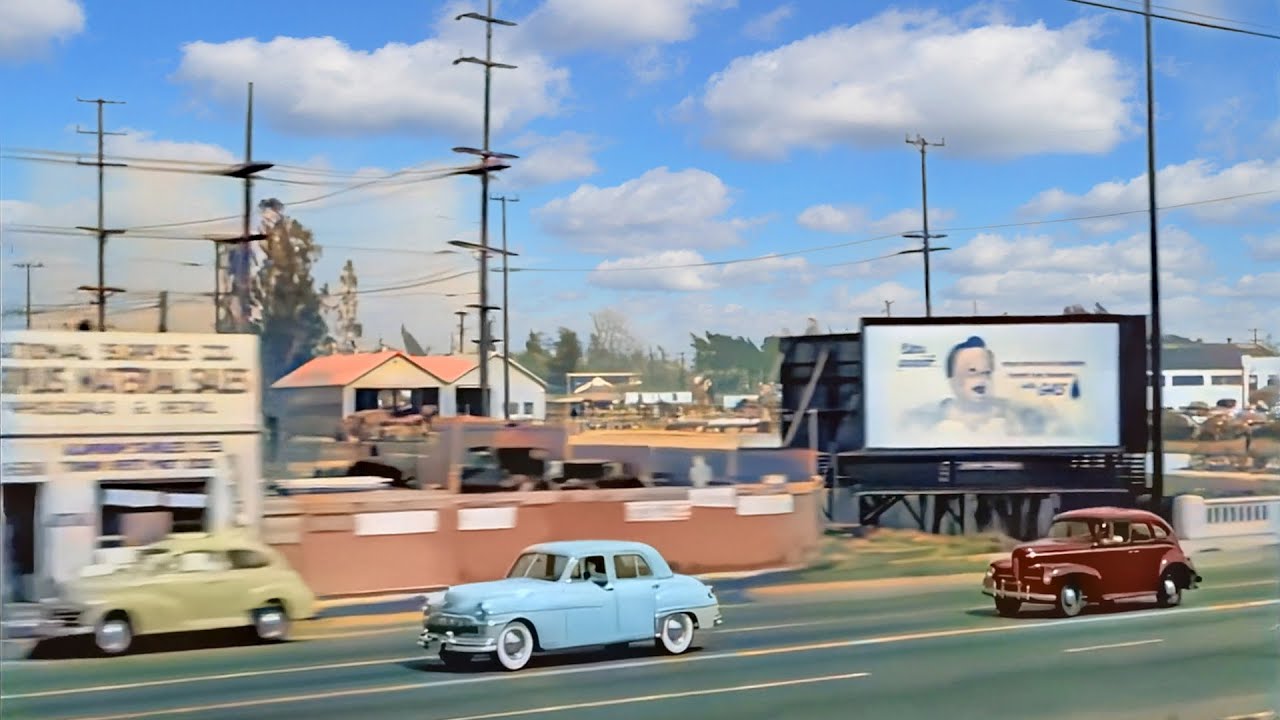 California 1950 in color, San Fernando Road [60fps,Remastered] w/sound ...