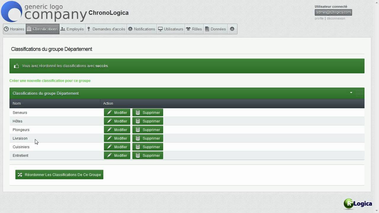 ChronoLogica - Classifications et employés - YouTube