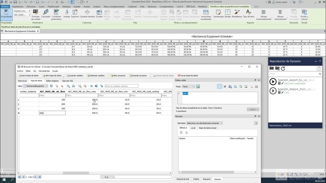 Revit MEP database SQL Export/Import with Dynamo Python - YouTube