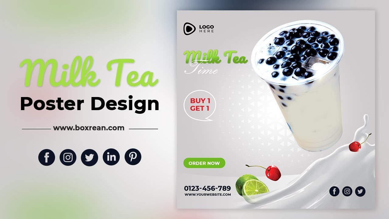 Free poster Milk Tea template – special offer - YouTube