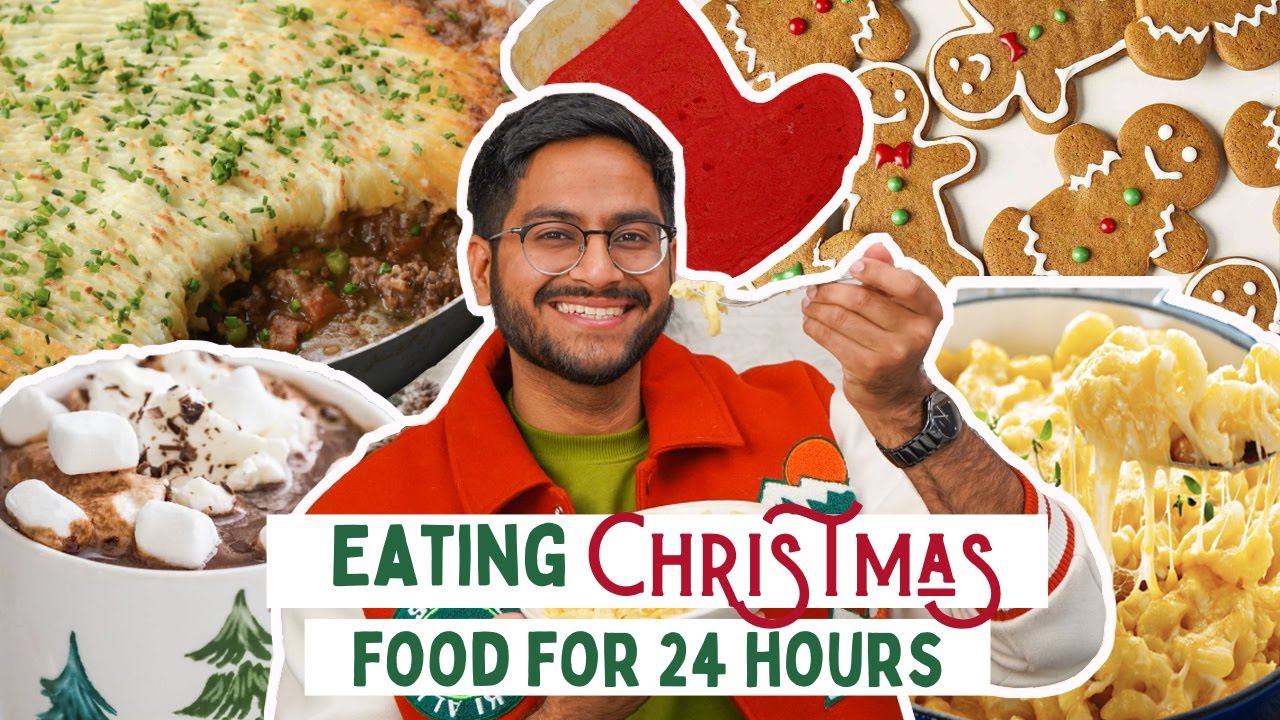 MAKING AND EATING CHRISTMAS FOOD FOR 24 HOURS 🎄🎄 CHRISTMAS SPECIAL FOOD ...