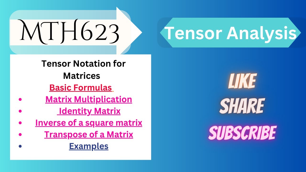 8 Tensor Notation For Matrices Matrix Multiplication Identity Inverse Transpose Matrix Tensor