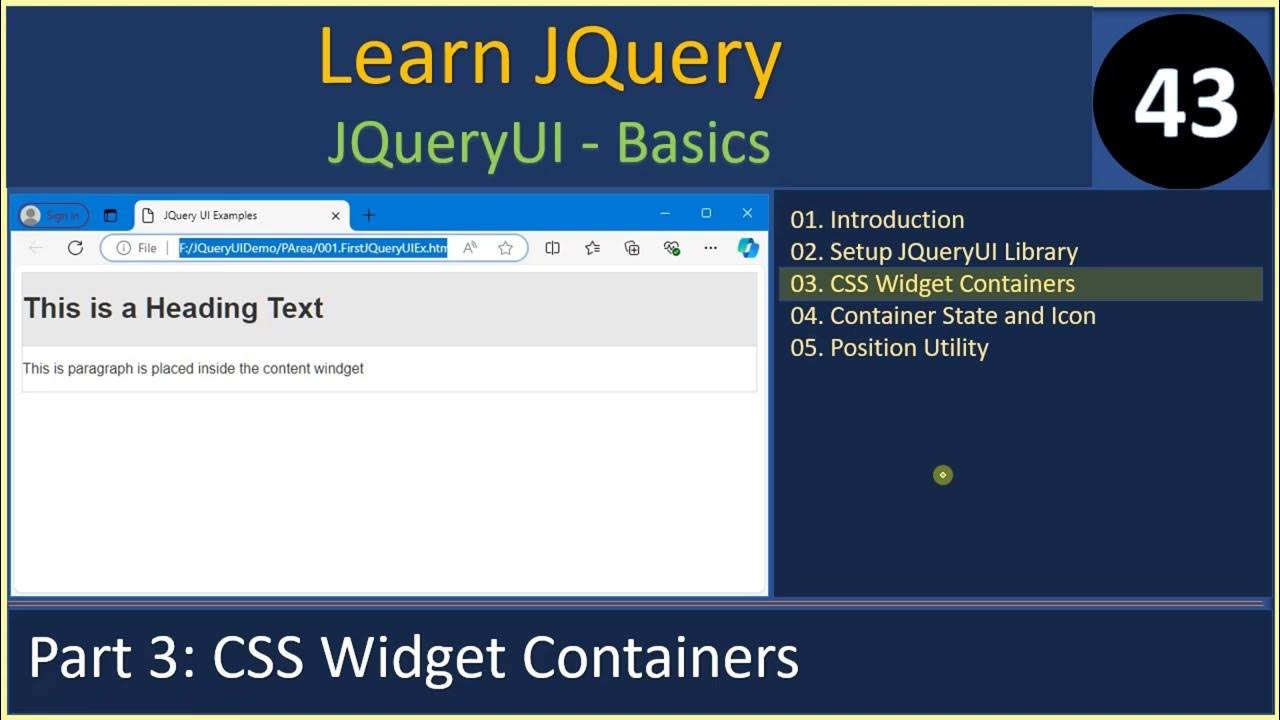 JQueryUI | Part 3 - CSS Widget Containers | JQuery Tutorials #43 - YouTube