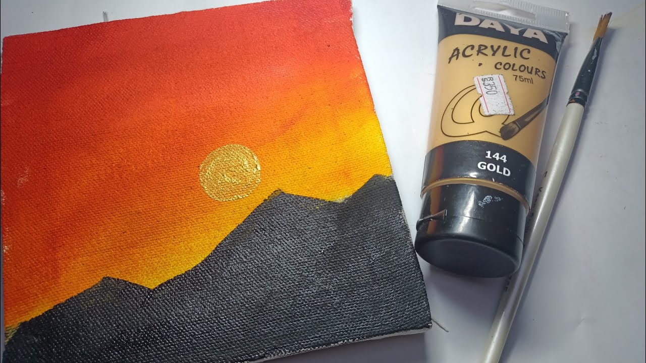 Easy Golden Sunset painting | Painting for beginners - YouTube