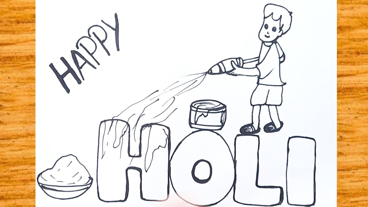 holi special drawing | holi festival drawing | how to draw holi drawing ...