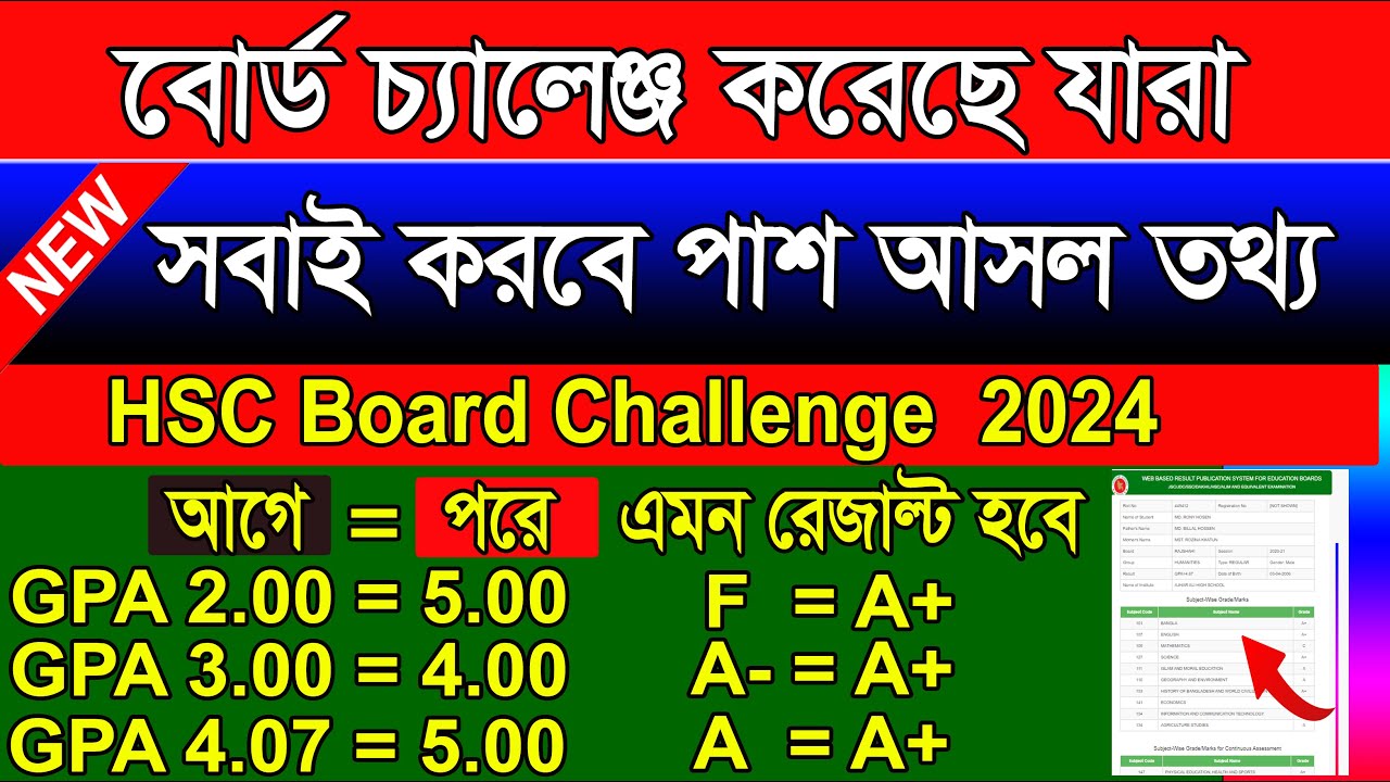 বোর্ড চ্যালেঞ্জ করেছে সবাই পাশ আসল তথ্য ২০২৪। HSC বোর্ড চ্যালেঞ্জ ২০২৪ ...