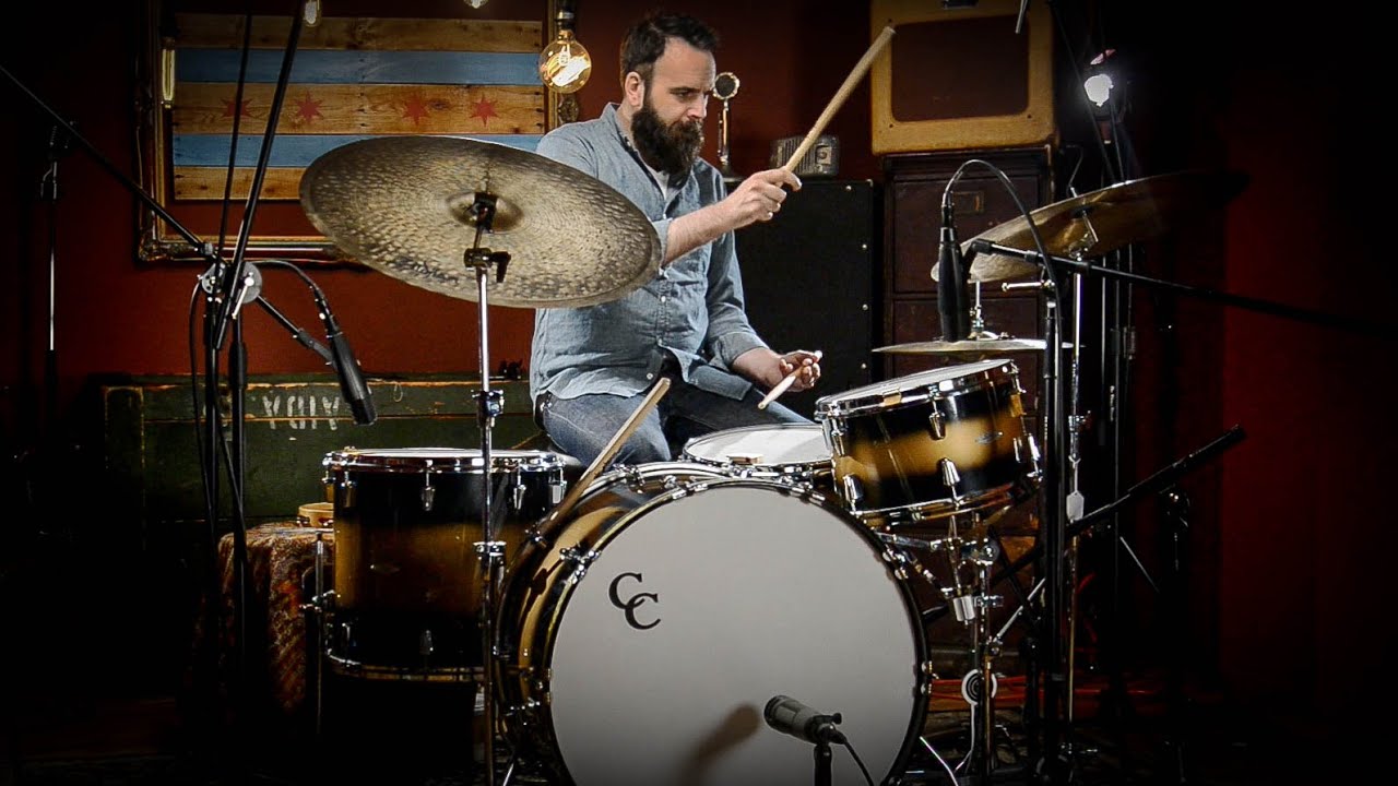 Graham Hopkins C&C Maple/Gum High-Gloss Black & Gold Duco 3pc Drum Kit ...