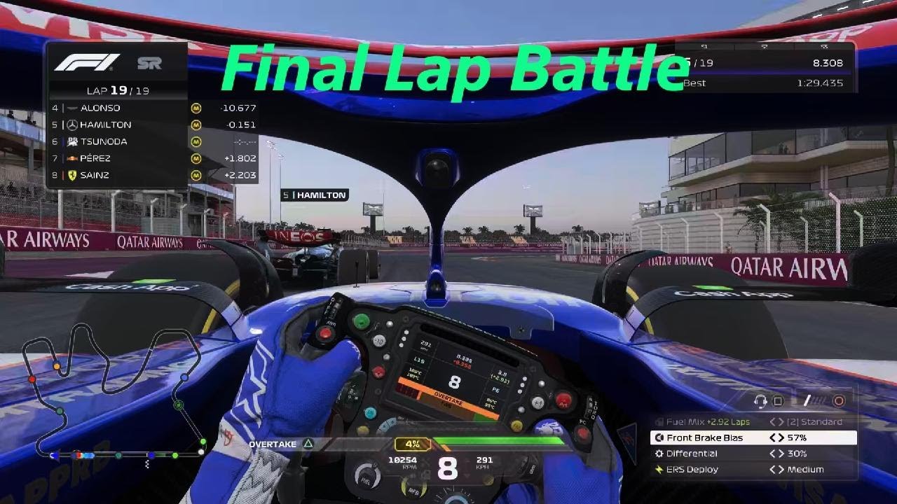 Qatar Sprint Race as Yuki Tsunoda:Fighting Hamilton on the final lap. - YouTube