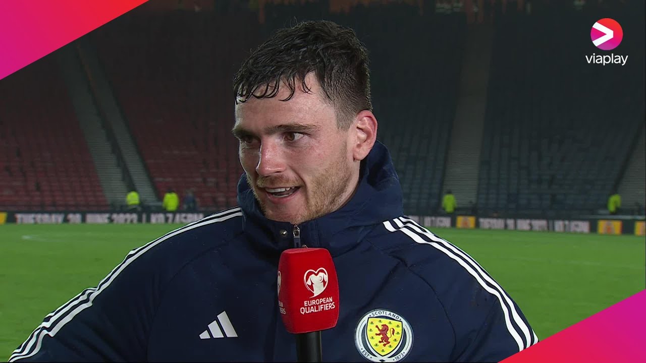 Scotland's Andy Robertson gives a lengthy interview after 2-0 win ...