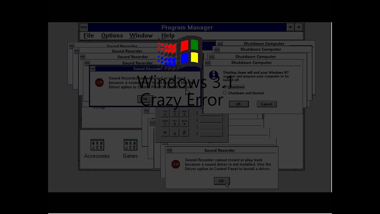 Windows 3.1 Crazy Error - YouTube