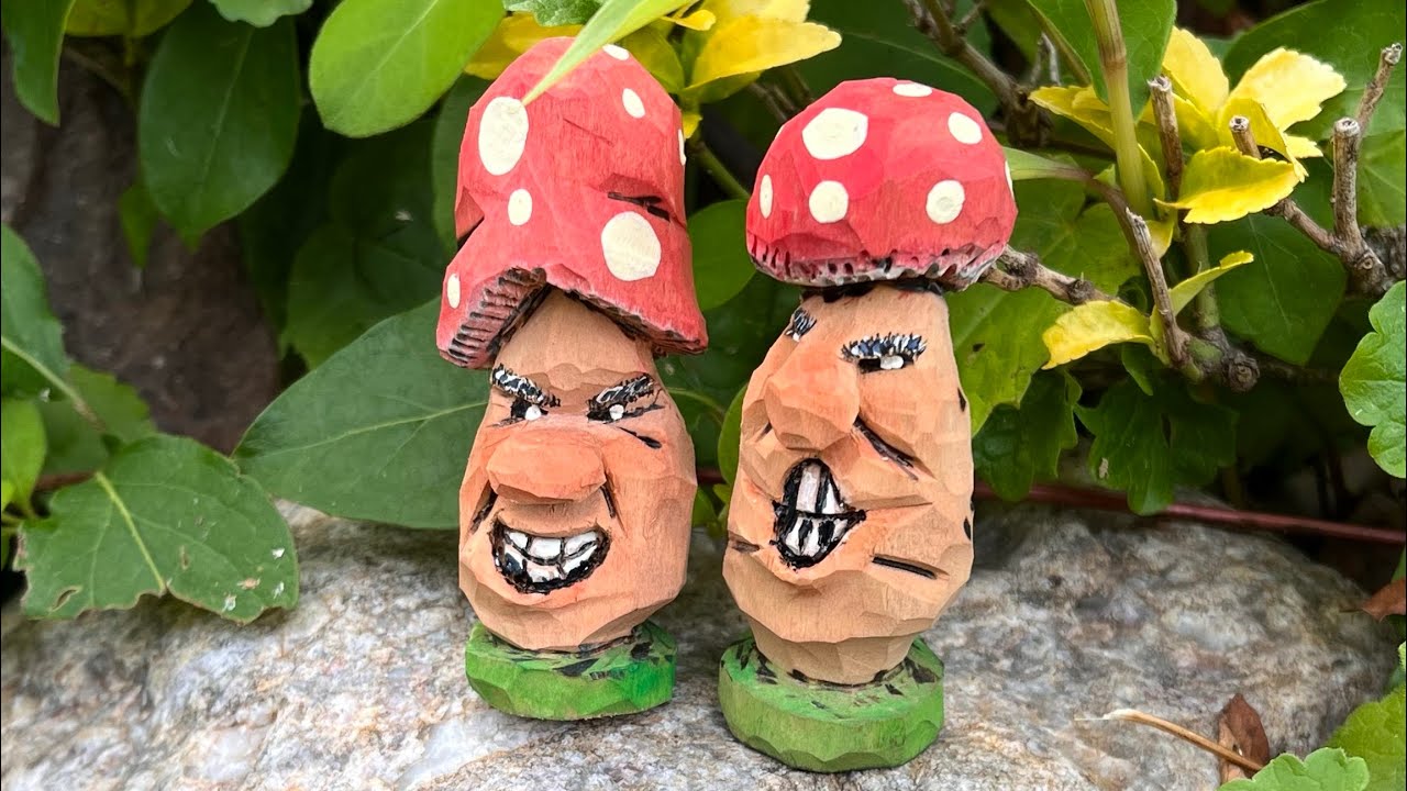 Mushroom Wood Carving Tutorial (snapshots from free, step by step ...