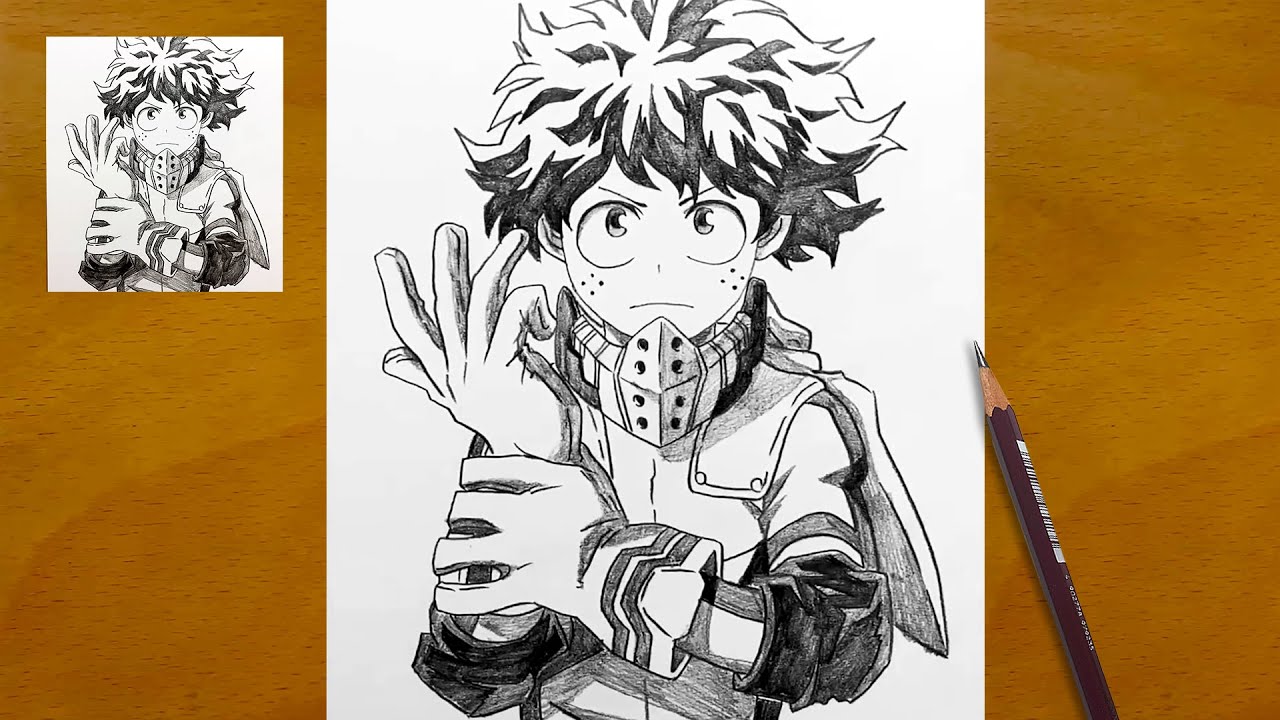 Anime Sketch || How to Draw Deku from My Hero Academia || Easy Izuku ...