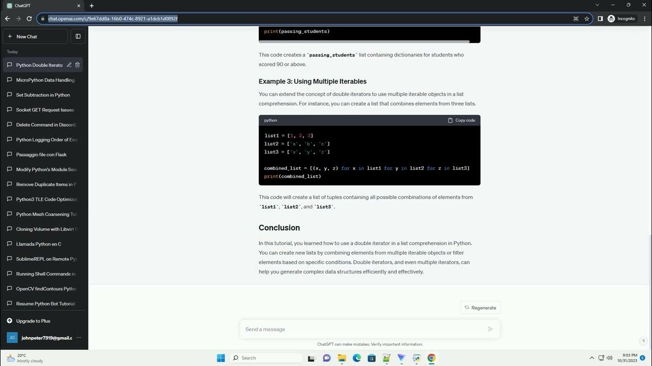 python double iterator in list comprehension - YouTube