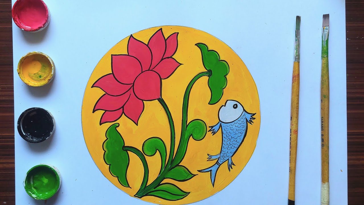 kamal ka phool kaise paint karen, how to draw & pent lotus flower step ...