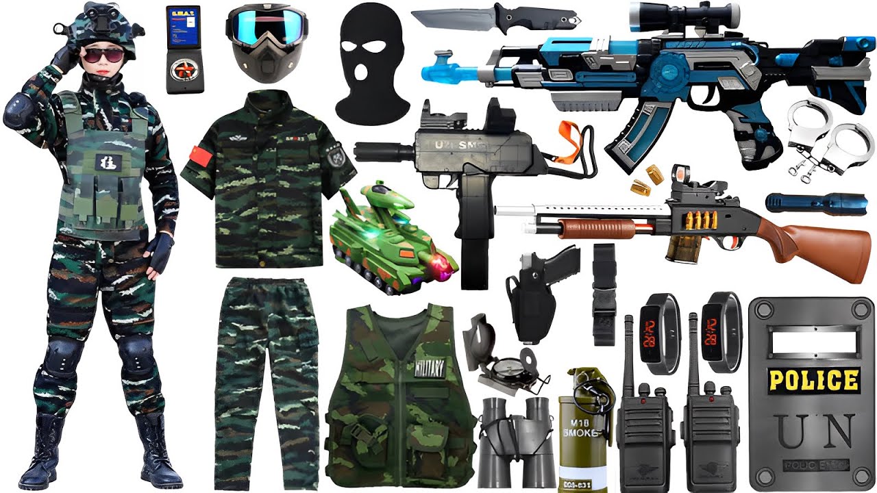 Special police toys, weapons set Unboxing MP4 electric toy gun, toy ...