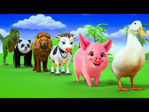 Long Slide Game with Colourful Duck Cow Tiger Gorilla Dog Elephant 3d Animal Game Funny 3d Animals