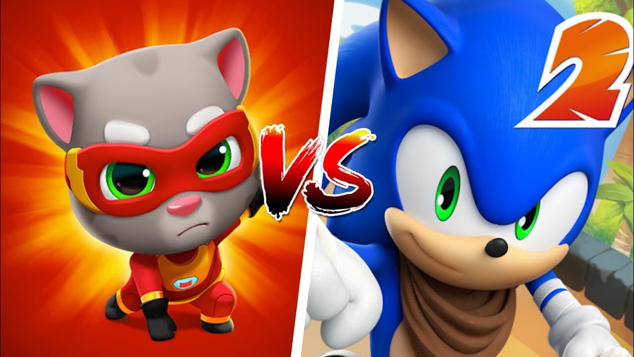 Talking Tom Hero Dash Vs Sonic Dash 2 Gameplay - YouTube