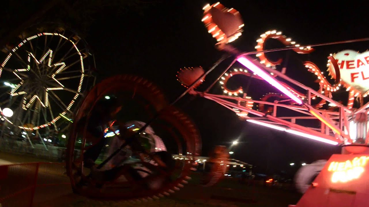 Heart Flip Ride and Neon Lights at Lakeside Amusement Park - YouTube