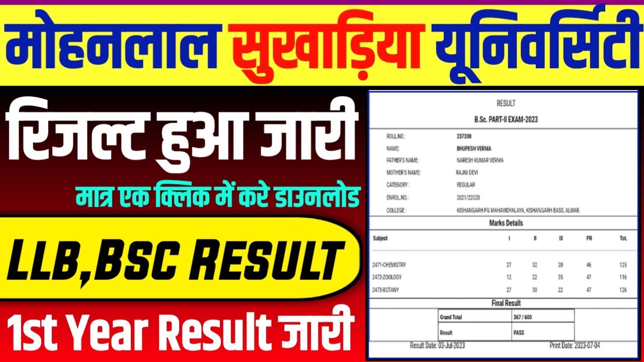 Mlsu Result 2023 / Mlsu Bsc 1st Year Result 2023 / Mlsu Llb 1st Year ...