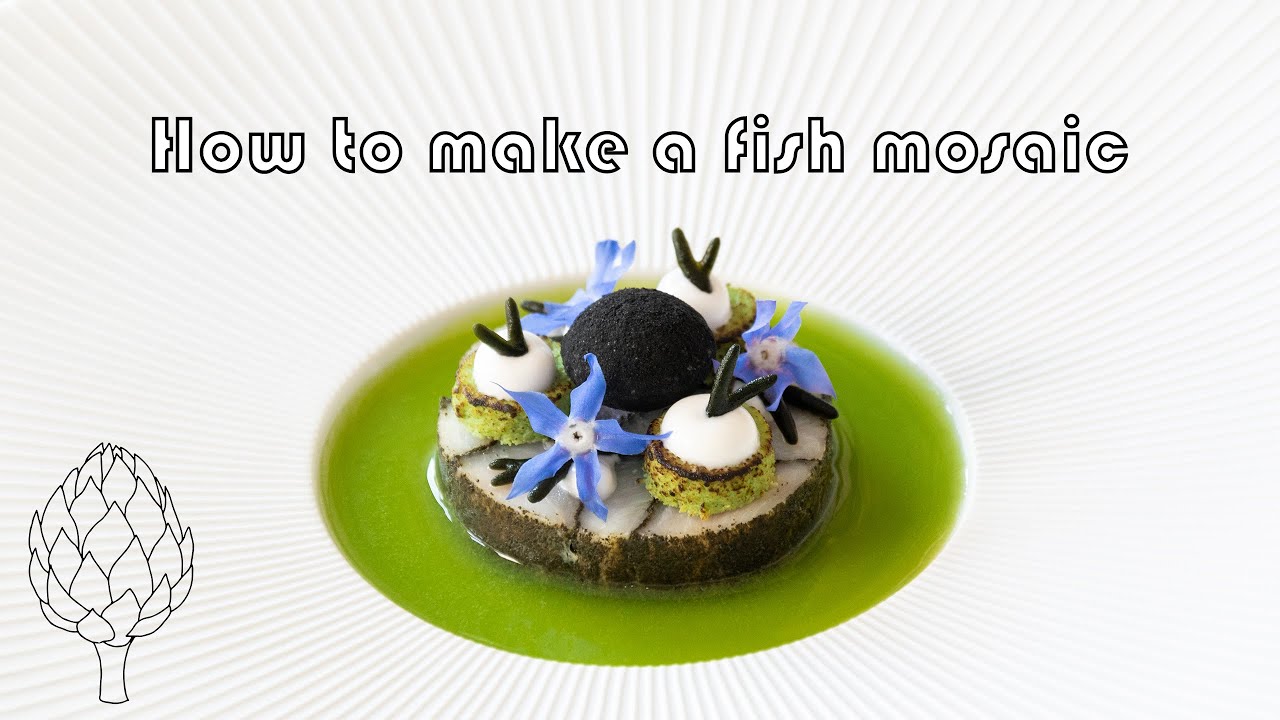 Mosaic fish dish with a cucumber broth and pommes soufflé - YouTube