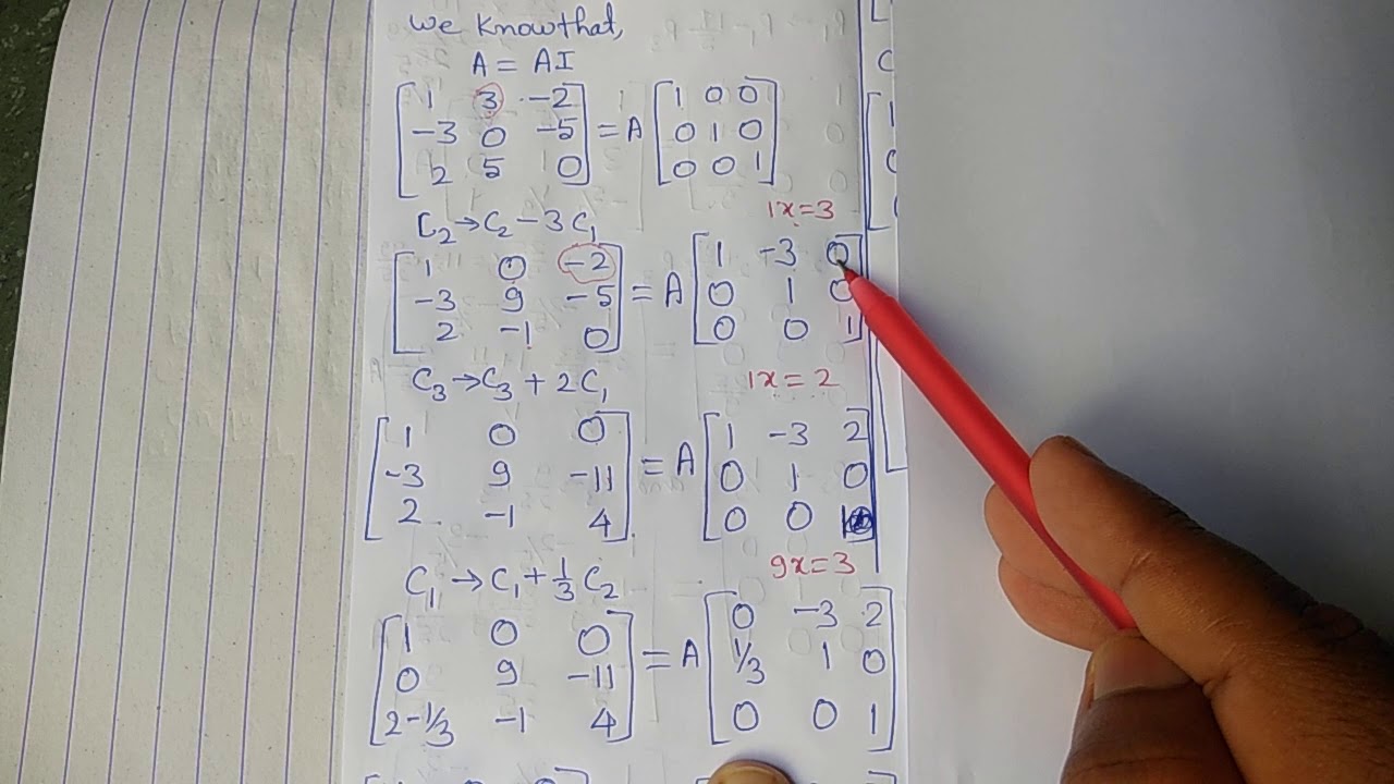Finding inverse Elementary column operation - YouTube