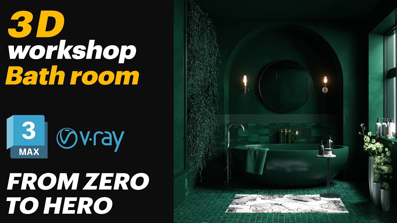 3Ds MAX WORKSHOP : A unique bathroom design in 3ds max for architecture - YouTube