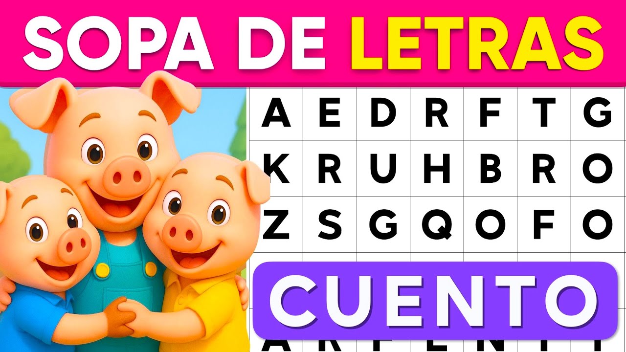 Sopa de Letras "LOS 3 CERDITOS” 🐷🐺🏠 Pupiletras de Animales 🏆Adulto ...