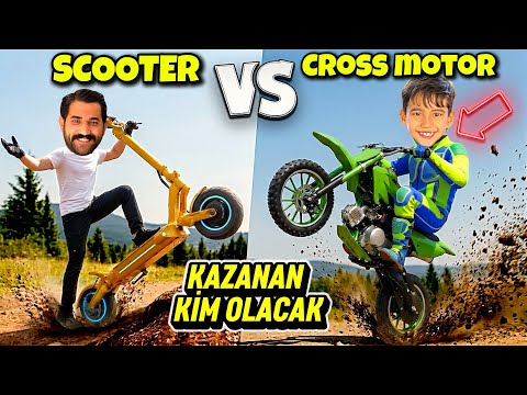 Cross Motor VS Scooter‼️🏁5000 tl ödüllü yarış💰Kıvanç Babasıyla Yarışıyor😎
