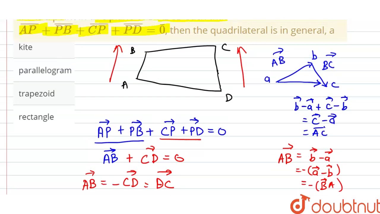 If P Is A Point In Th E Plane Of D ABCD Such That bar AP Bar PB if-p-is-a-point-in-th-e-plane-of-d-abcd-such-that-bar-ap-bar-pb