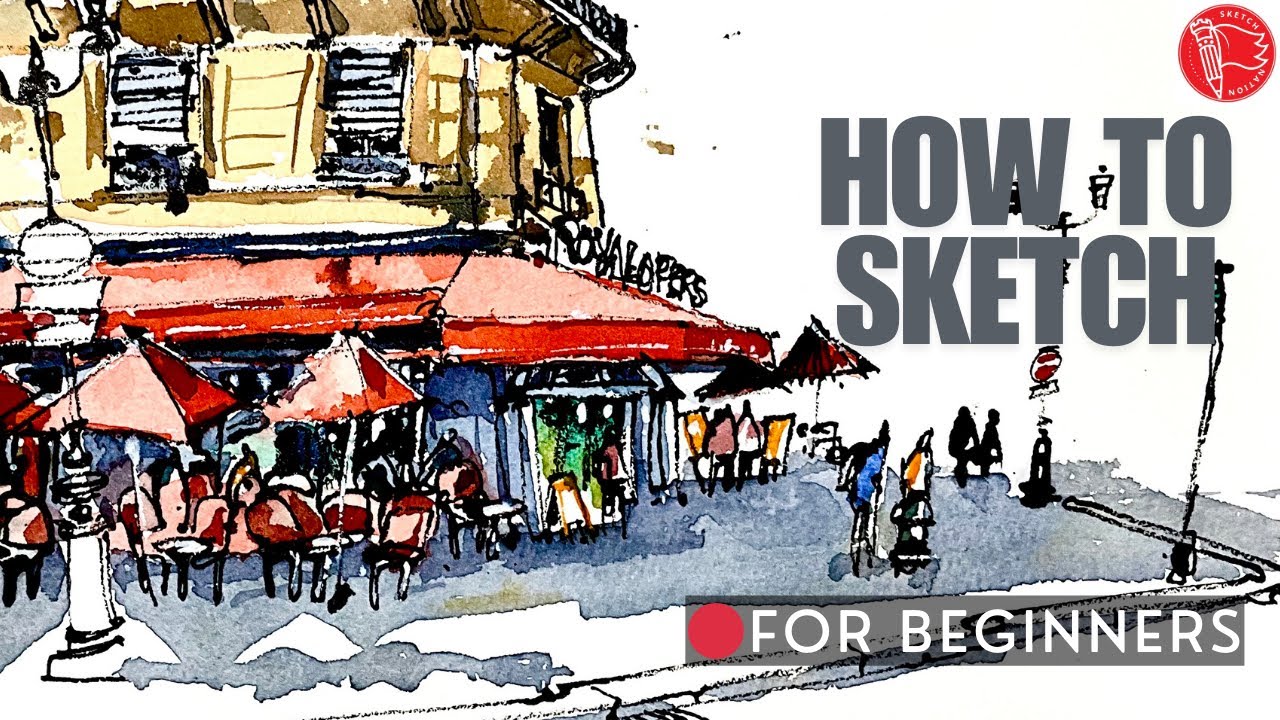 Step By Step Guide For Beginners: Sketching At A French Coffee Shop 🇫🇷 ...