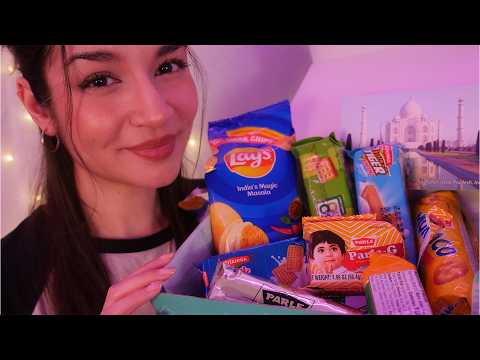 ASMR Trying International Snacks | Eating Sounds, Crinkles, Whispering
