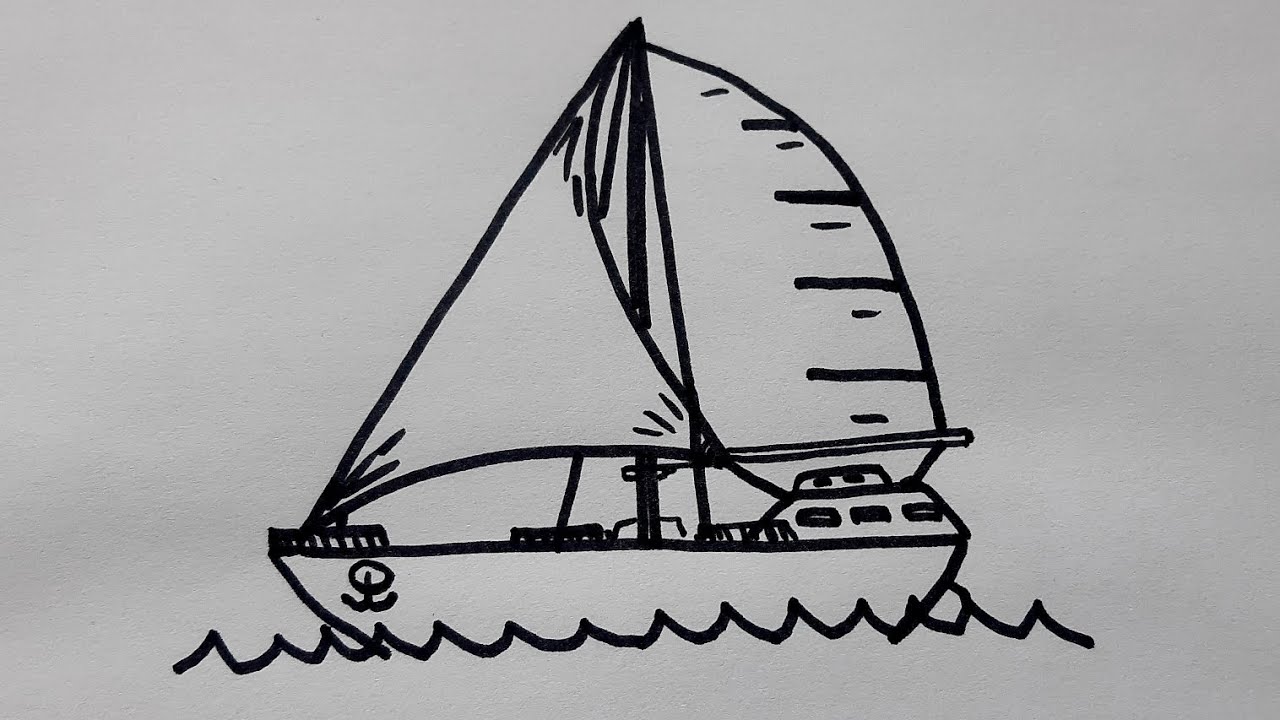 How to draw a sailboat easy - YouTube