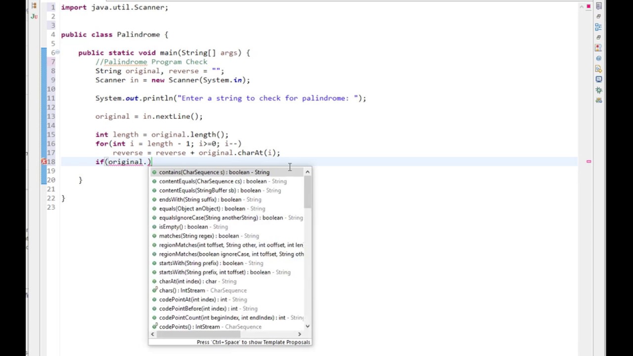 Check For Palindrome Words Using Java Youtube