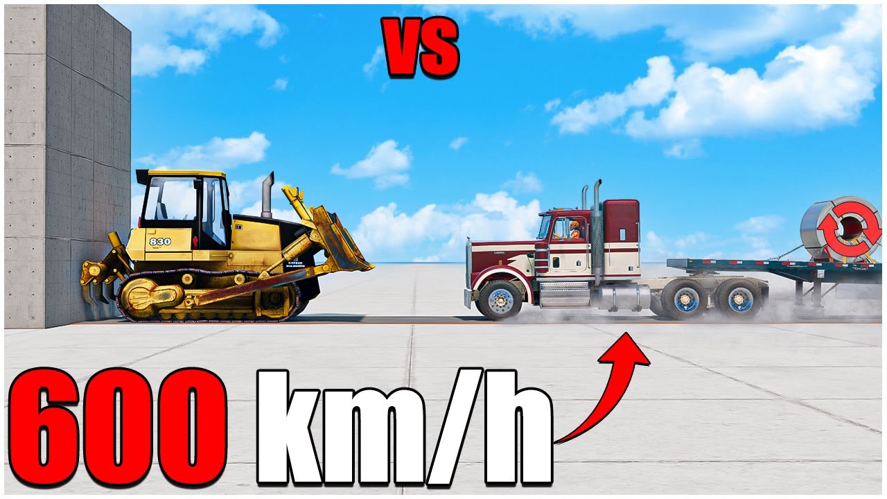 BeamNG Drive | Gavril T Steel Coil Trailer VS Dozer 600 km\h | car ...