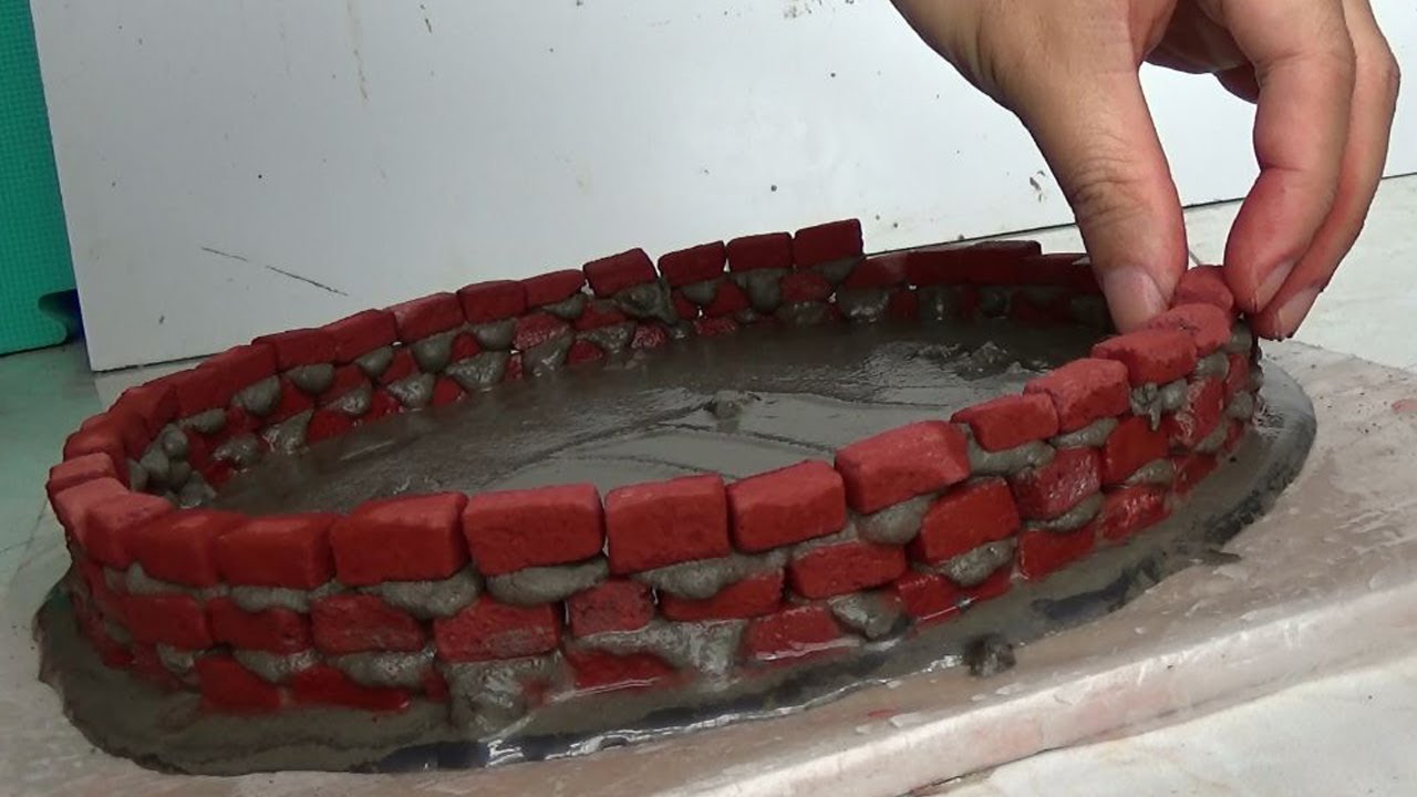 DIY Cement Ideas - Bricklaying A Miniature House On Green Hill - YouTube