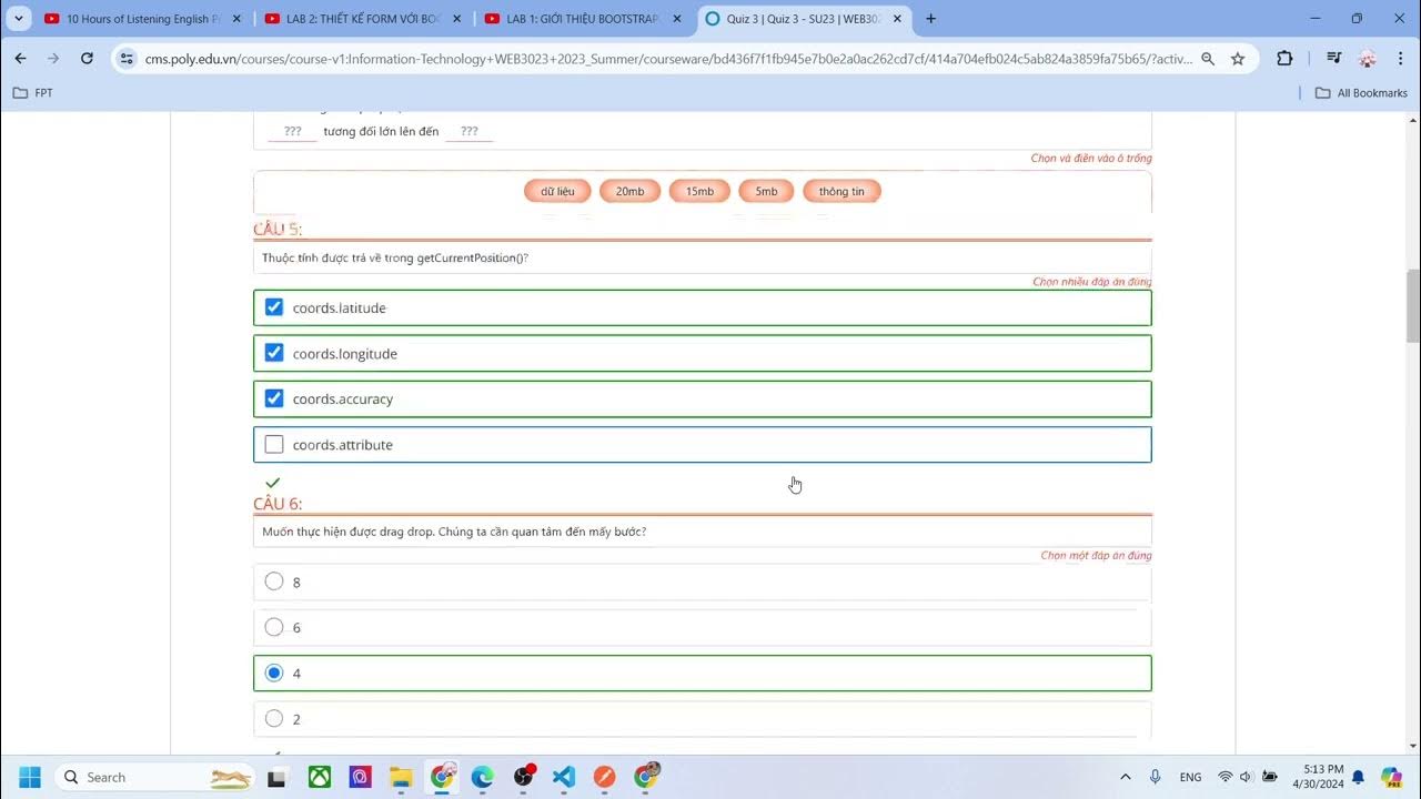 THIẾT KẾ WEB VỚI HTML5 & CSS3 Quiz 3 - YouTube
