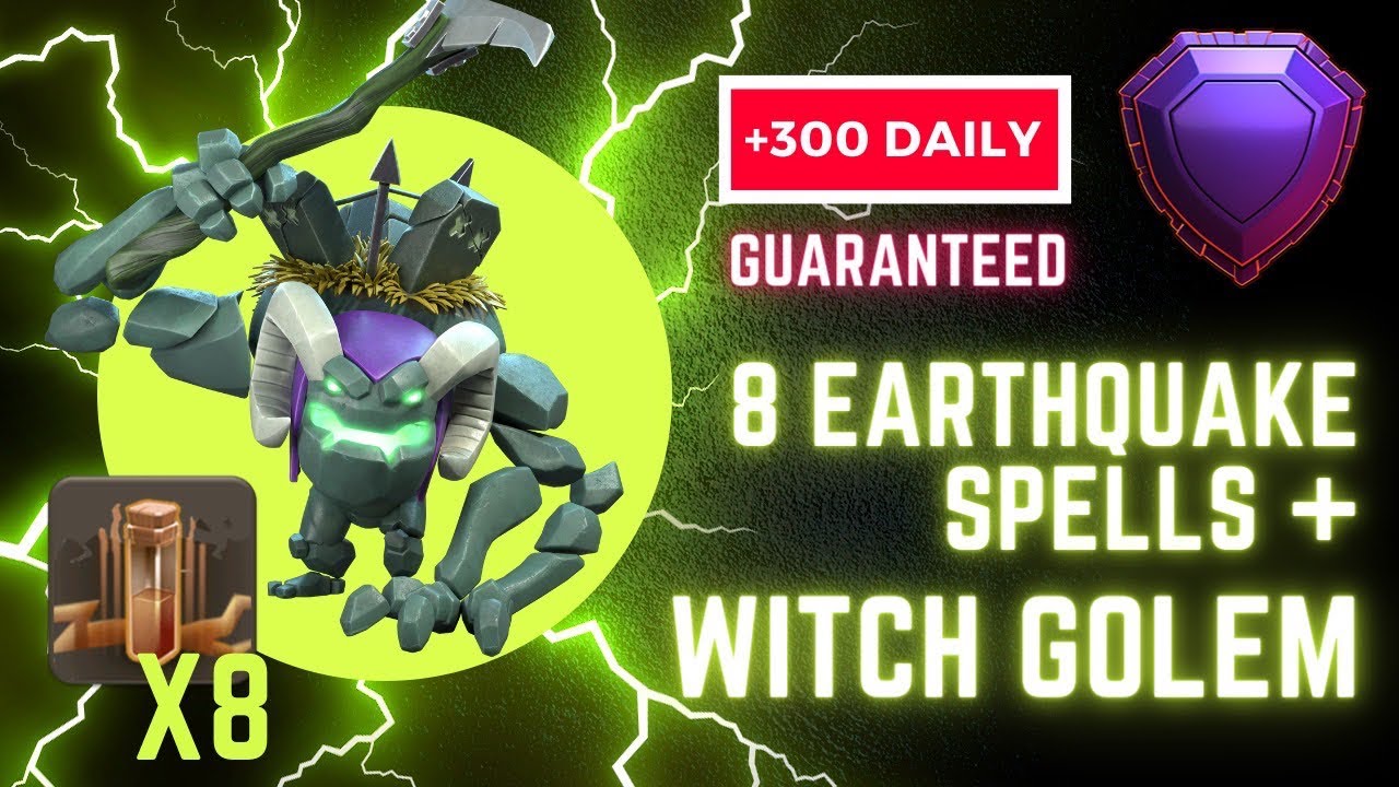 天天300+ 無腦八震女巫戈侖 破壞平衡的十月| Witch Golem+Earthquake Spells - YouTube