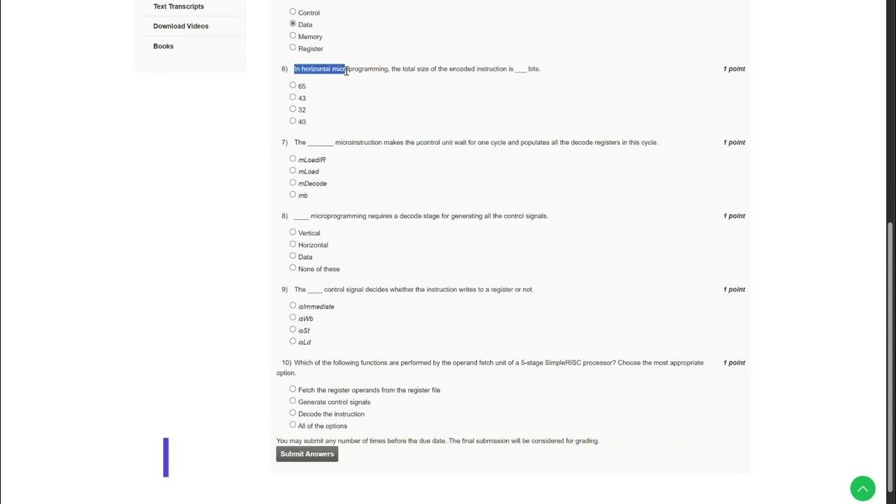 NPTEL Computer Architecture Week 9 Assignment Solution August 2024 IIT Delhi - YouTube