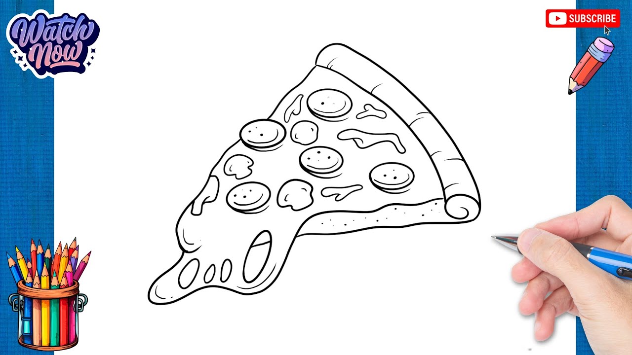 How to draw Pizza - Foods Drawing - YouTube