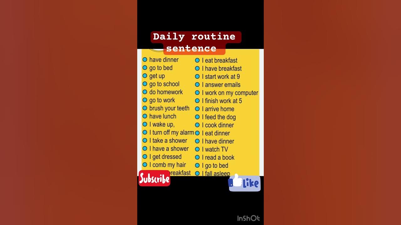 Basic English lesson #daily routine sentence #shorts - YouTube