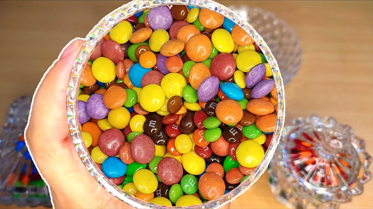 Satisfying ASMR | 🌈 M&M's Candy Mixing on glass - YouTube