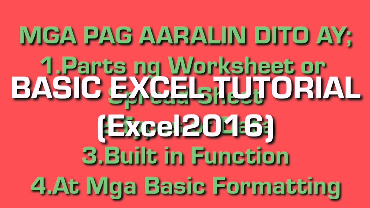 Basic Tutorial Excel 2016 V 1 YouTube Basic Tutorial Excel 2016 V 1 YouTube